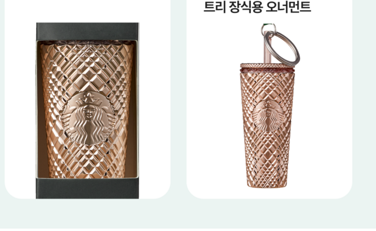 Starbucks Korea 2023 Christmas Holiday glam Grid Silver & Gold Beam Or – VEGAMONO
