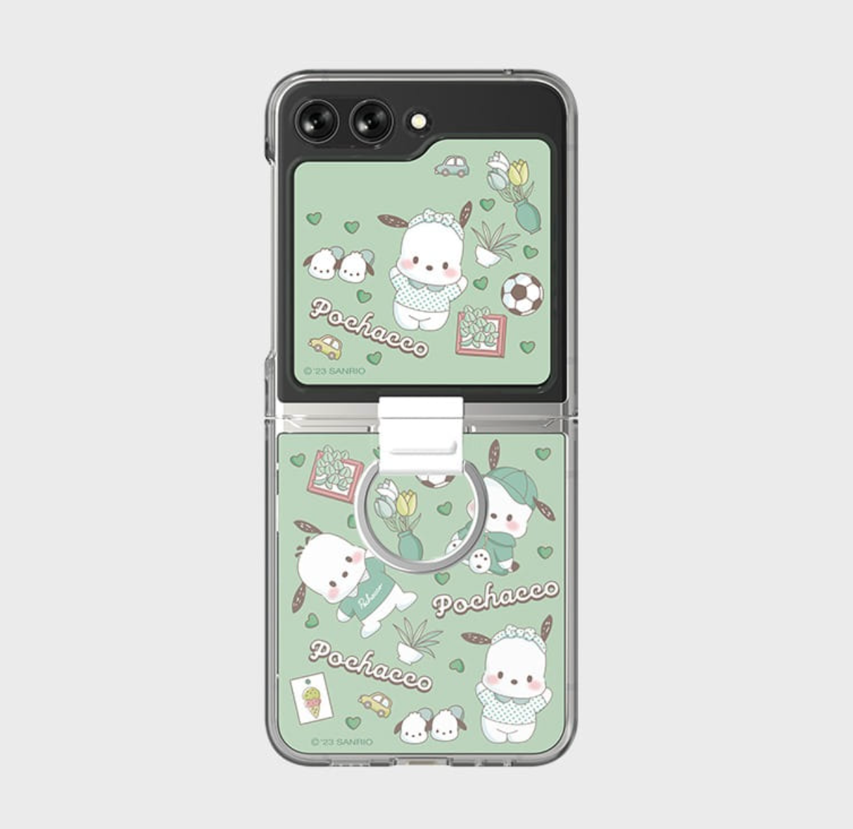 Samsung Galaxy Z Flip5 Sanrio Pochacco Ring Suit Case Suit Card 1ea